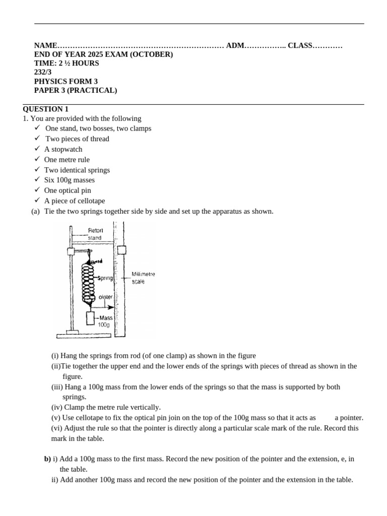 Physics Form 3 Practical Exam Guide | PDF | Electromagnetic Spectrum ...