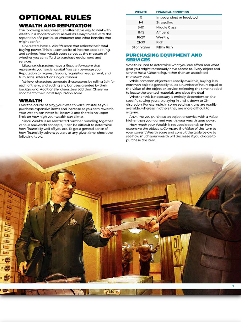 D20 Modern 5E Wealth and Reputation | PDF