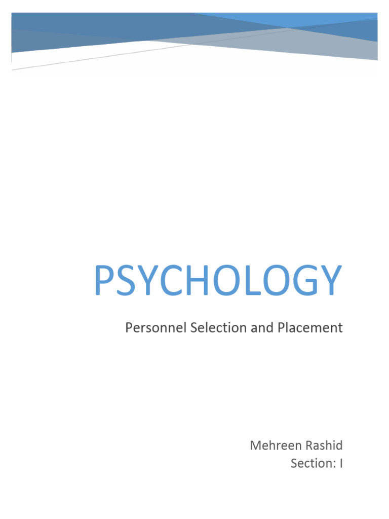 Personnel Selection and Job Placement Guide | PDF | Psychological ...