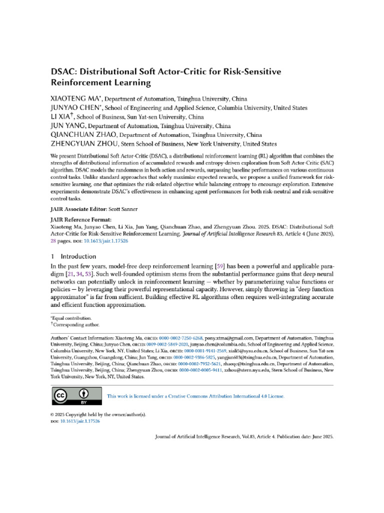 DSAC - Distributional Soft Actor-Critic For Risk-Sensitive ...