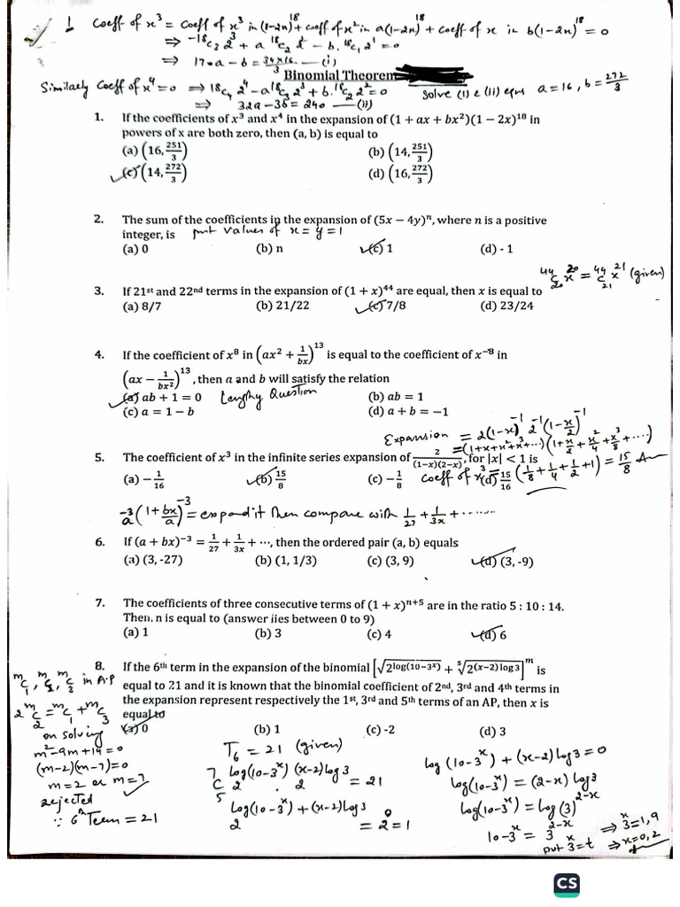 Binomial THM Worksheet HINTS | PDF