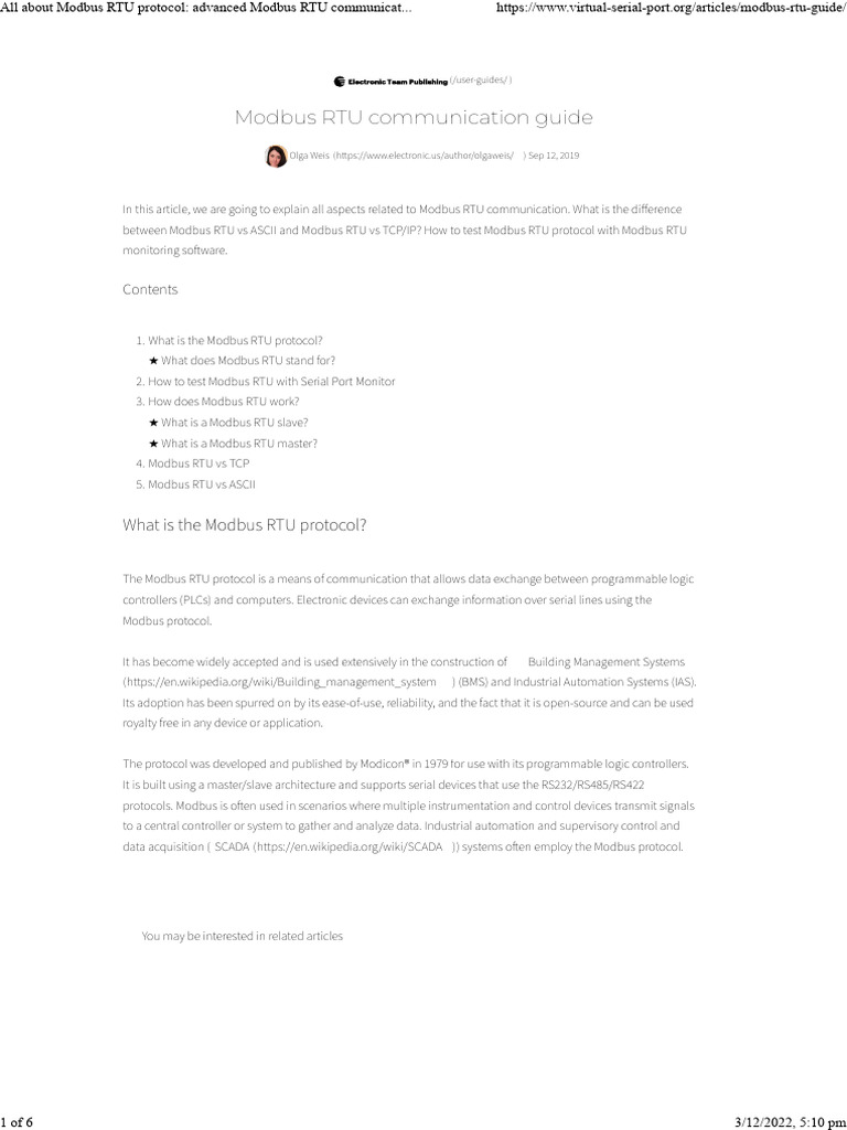 Modbus RTU Vs ASCII Vs TCP | PDF | Digital Technology | Communications Protocols
