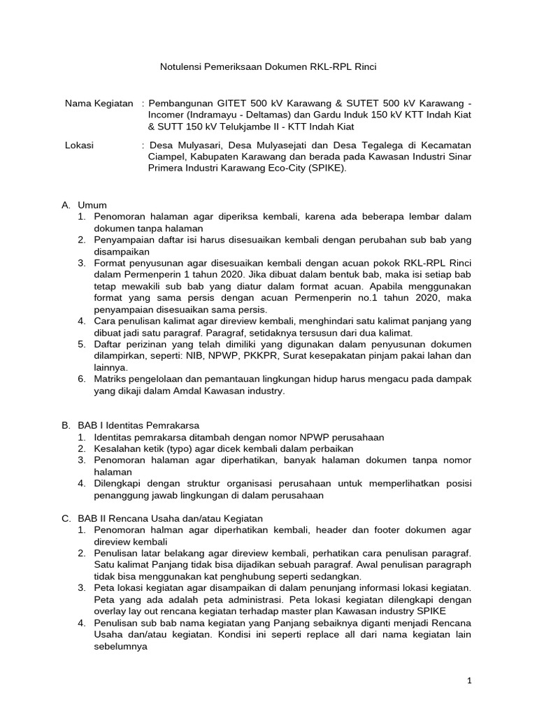 Notulensi RKL-RPL Pembangunan Karawang | PDF