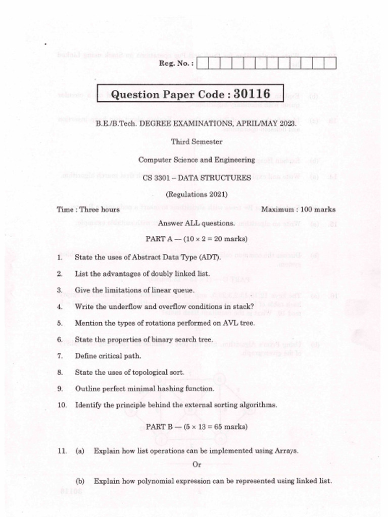 CSE-AM-2023-CS 3301-Data Structures - 406991499-AM23C | PDF