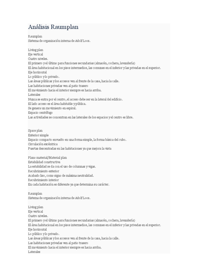 Análisis del Raumplan de Adolf Loos | PDF | Viajes y turismo | Arte