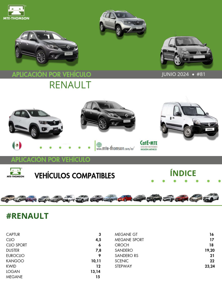 Linea Completa Renault Mte Thomson Mexico | PDF | Renault | Termostato