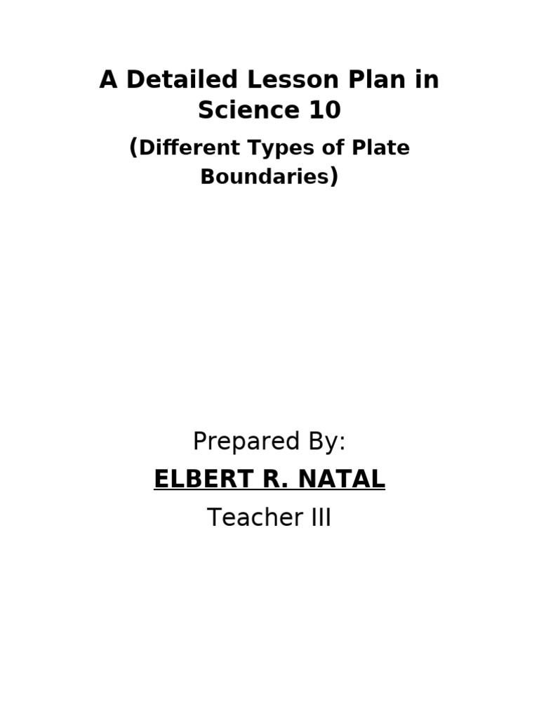 Science 10: Plate Boundaries Lesson Plan | PDF | Plate Tectonics ...