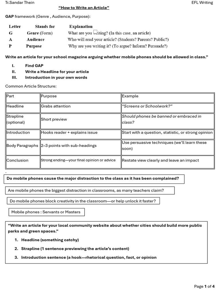 How To Write An Article in EFL | PDF