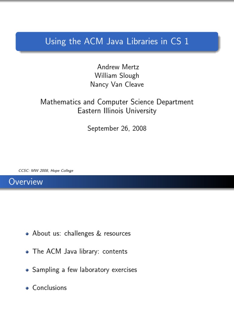 Using The Acm Java Libraries In Cs 1 Pdf Java Programming Language Net Beans 0945