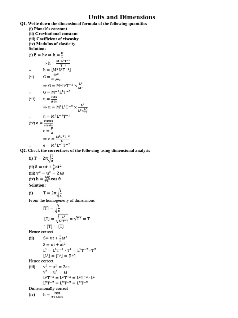 Dimensional Analysis of Physical Quantities | PDF | Mechanics ...