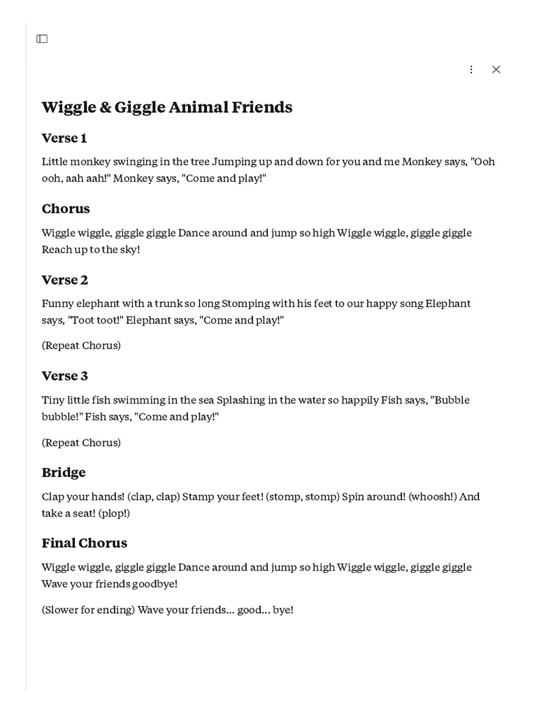 Wiggle & Giggle Animal Friends | PDF | Songs