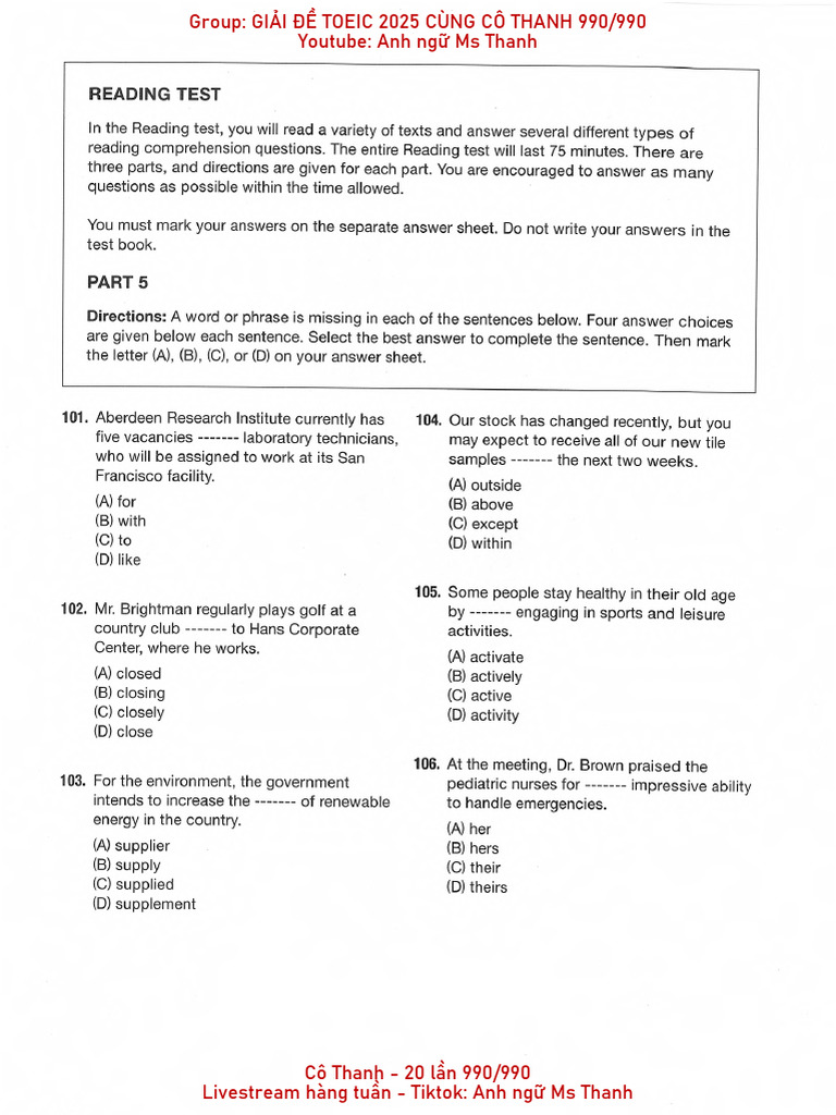 Reading Part 5 | PDF