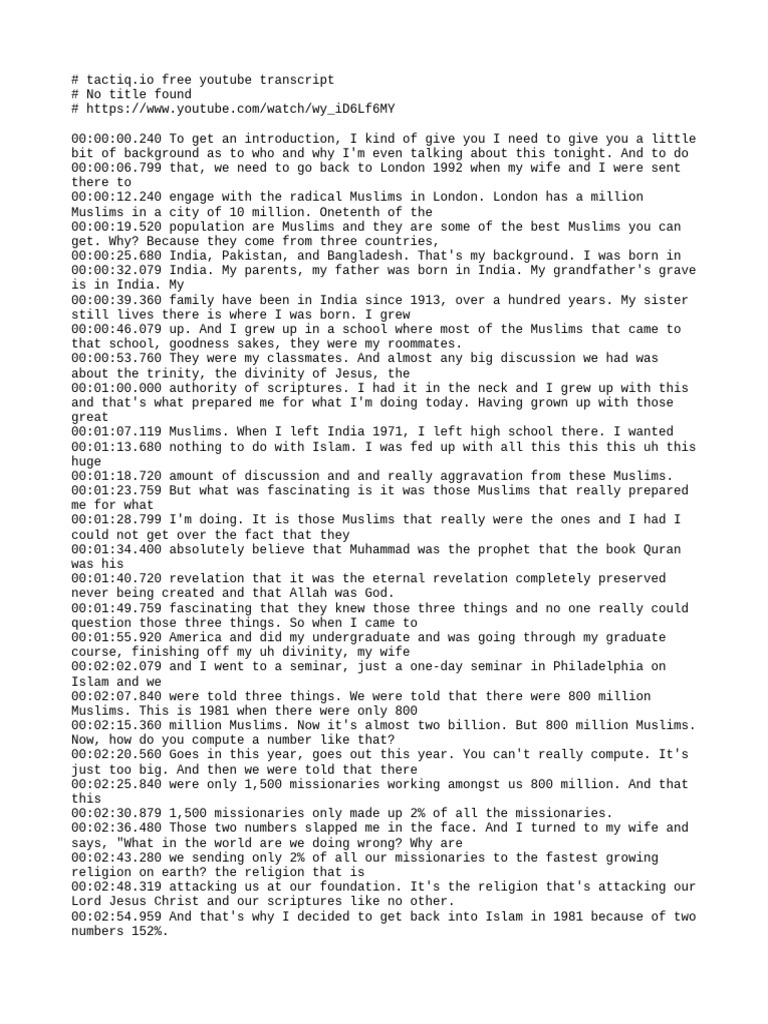 Tactiq Free Transcript Wy ID6Lf6MY | PDF | Muhammad | Revelation