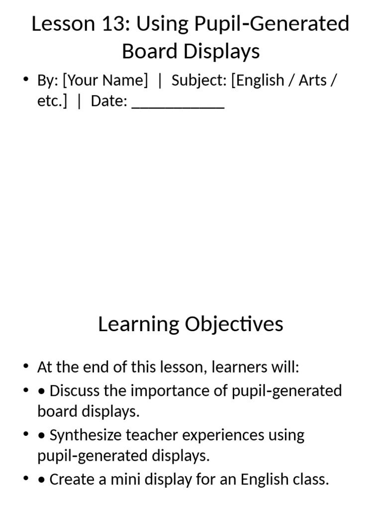 Pupil Generated Board Displays Guide | PDF | Learning | Creativity