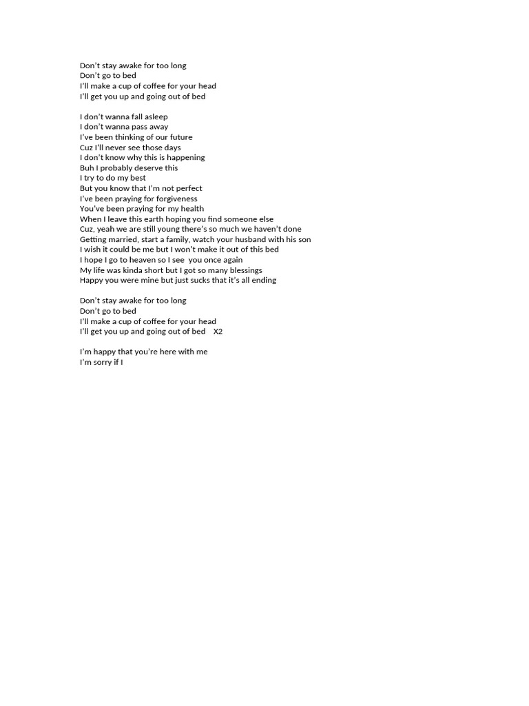 Death Bed Lyrics | PDF