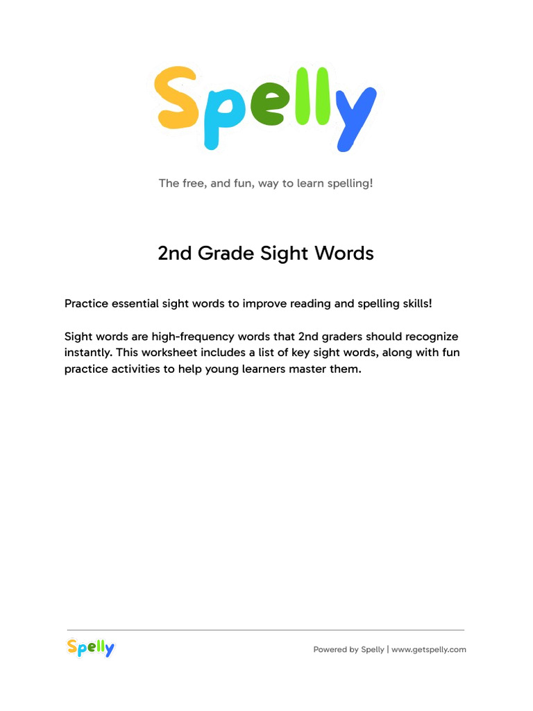 2nd Grade Sight Words | PDF