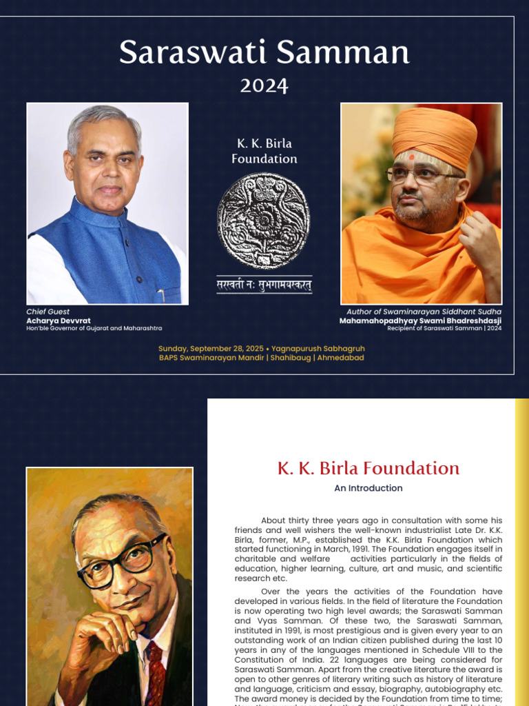 2024 Saraswati Samman Award Ceremony | PDF | Hindu Texts