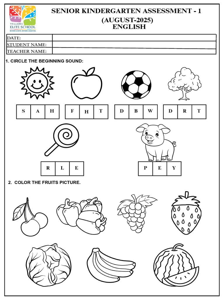 Senior Kindergarten Assessment Guide | PDF