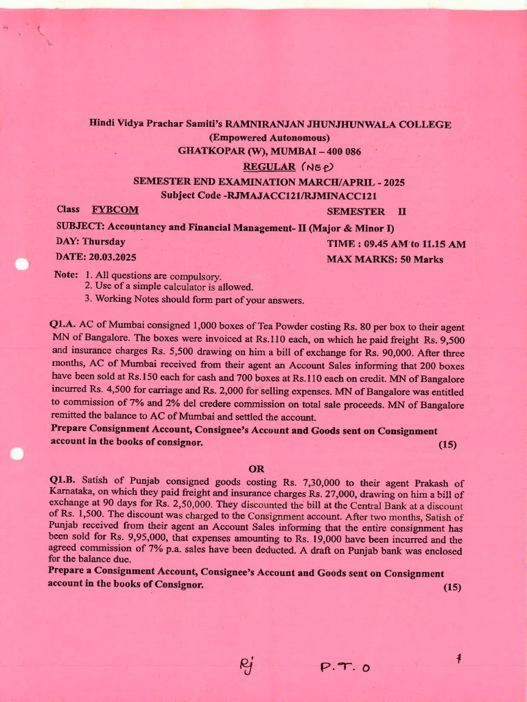 Sem 2 (2024) Questions - Paper | PDF
