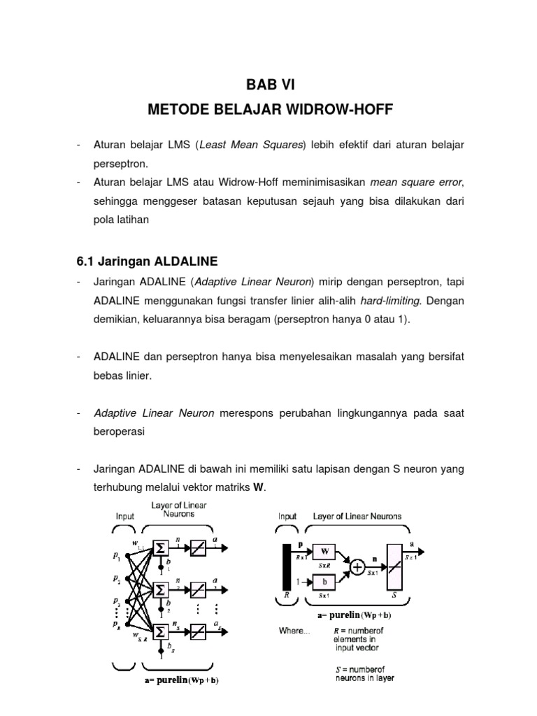 Kuliah 6 Metode Belajar WIDROW HOFF | PDF
