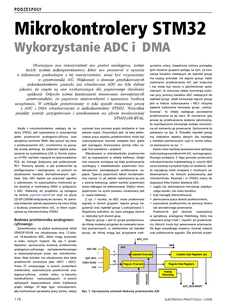 Mikrokontrolery STM32 - Wykorzystanie ADC I DMA | PDF