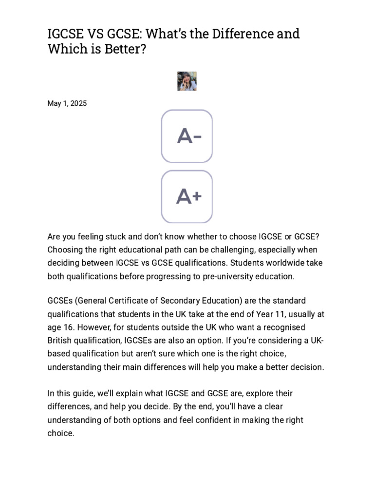 IGCSE vs GCSE: Key Differences Explained | PDF | Qualifications ...