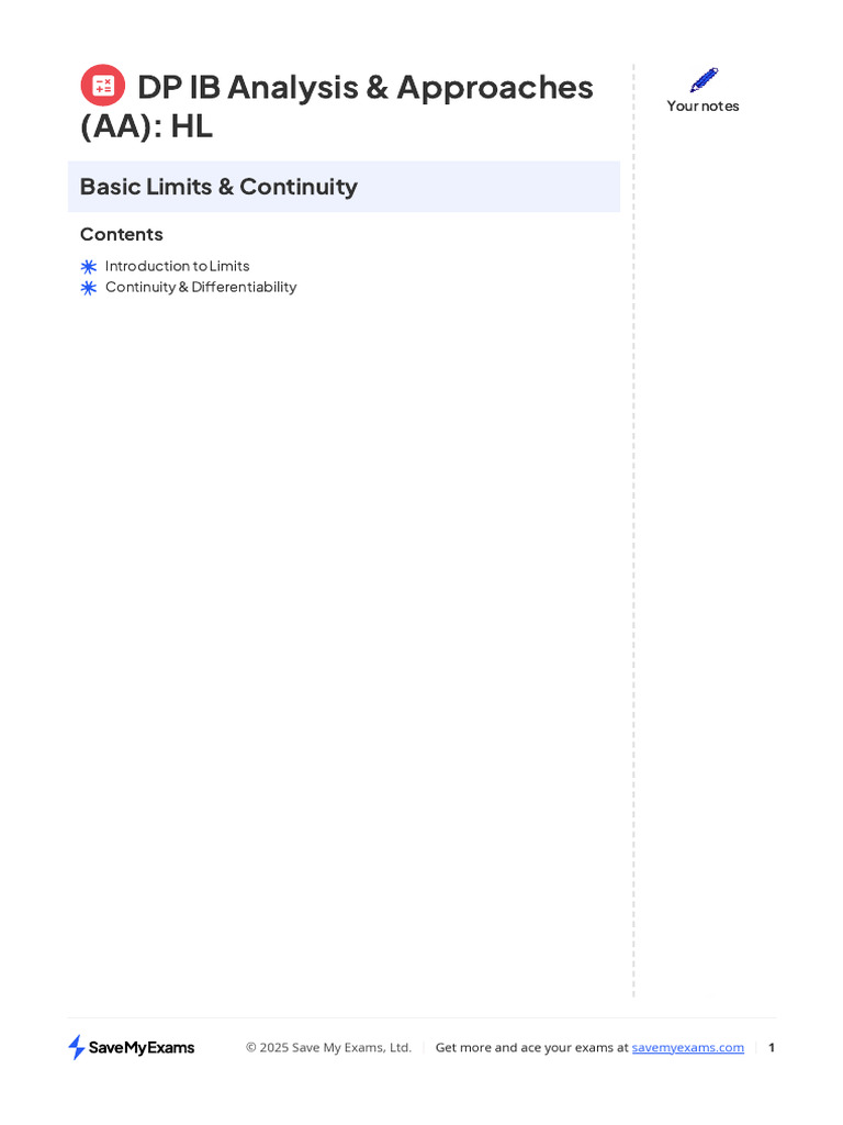 Limits and Continuity in IB Math | PDF | Limit (Mathematics) | Sequence