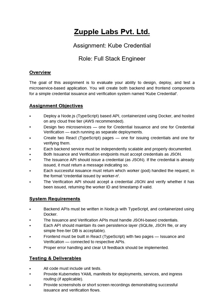 Kube Credential Assignment FSD | PDF | Computer Programming | Computer ...
