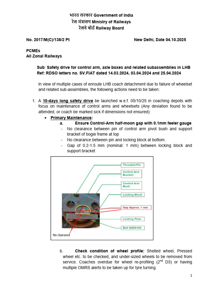 Letter To ZRs For Drive Reg. Control Arms and Bogie Items | PDF | Vehicles