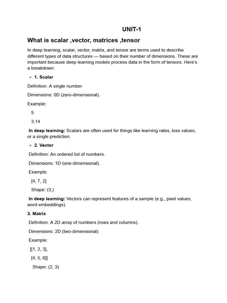 Deep Learning Unit 1 | PDF | Eigenvalues And Eigenvectors | Principal ...