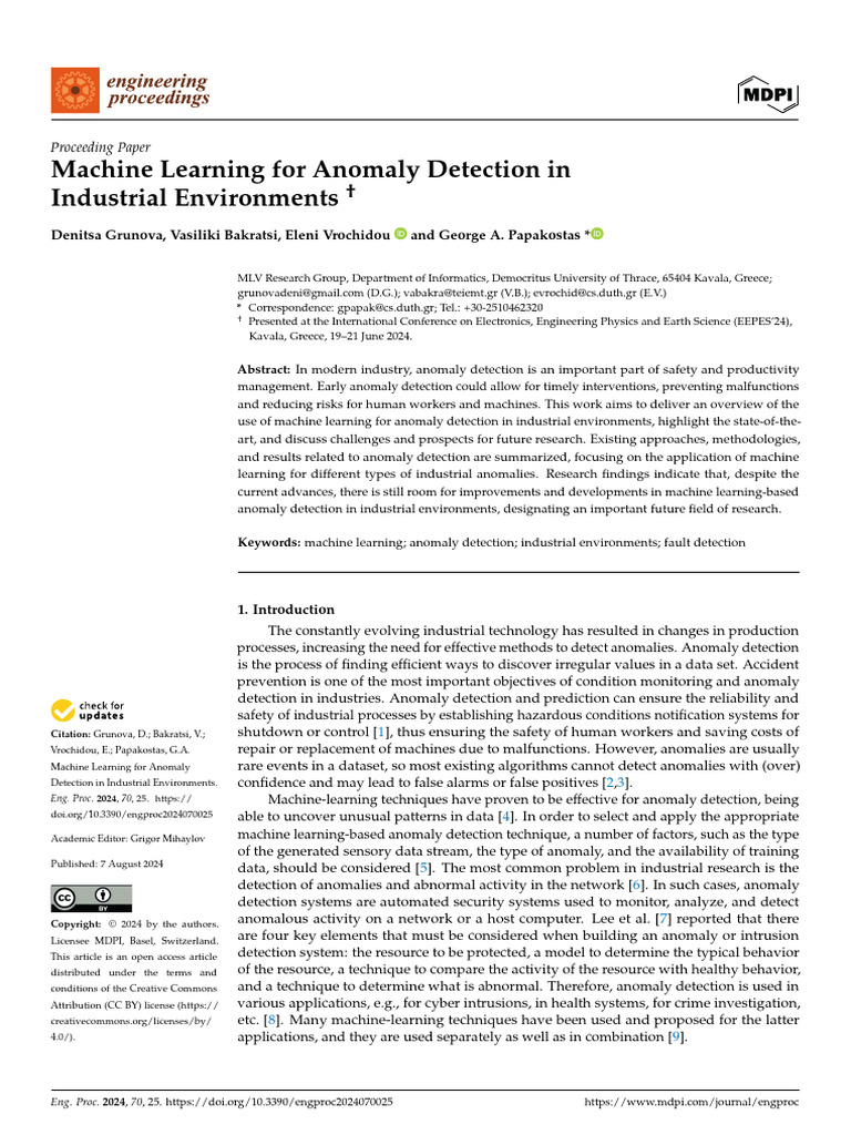 Machine Learning For Anomaly Detection in Industrial Environments | PDF ...