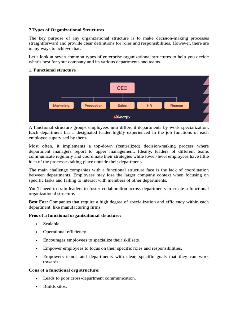 7 Types of Organizational Structures | PDF | Organizational Structure ...