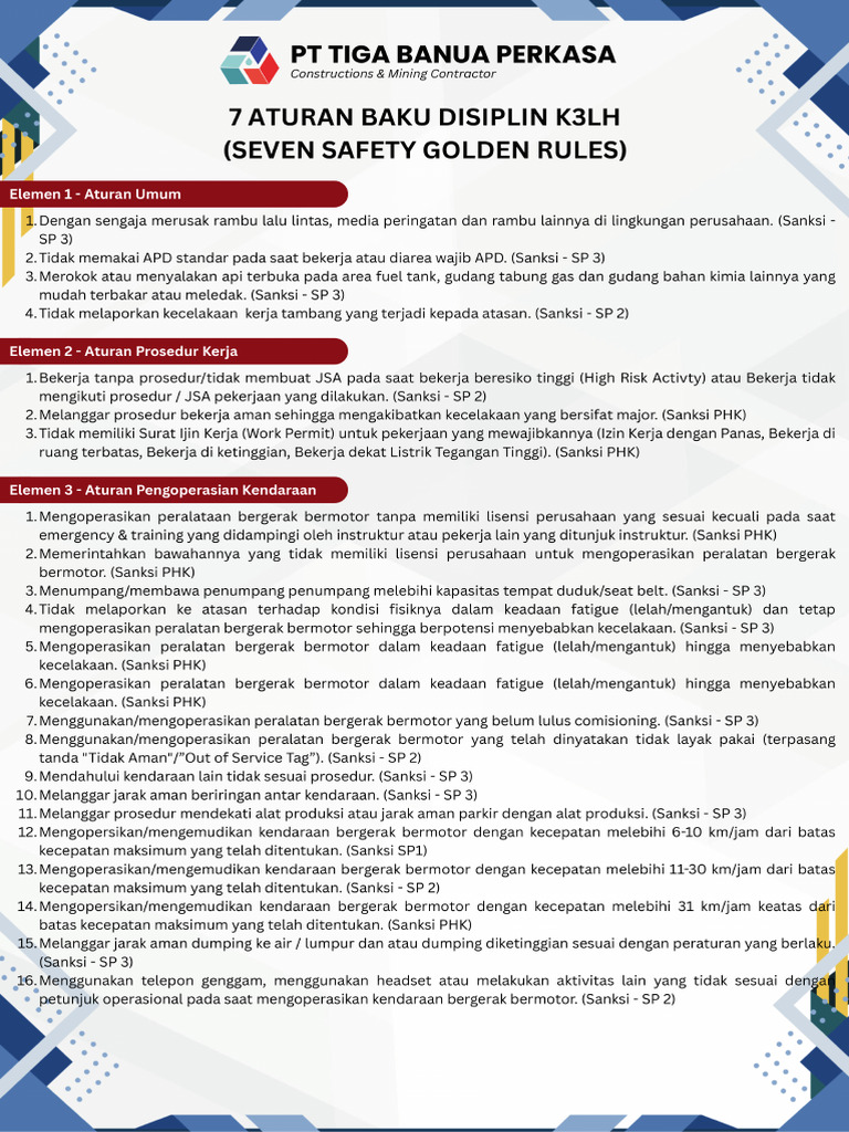 TBP - Seven Safety Golden Rules | PDF