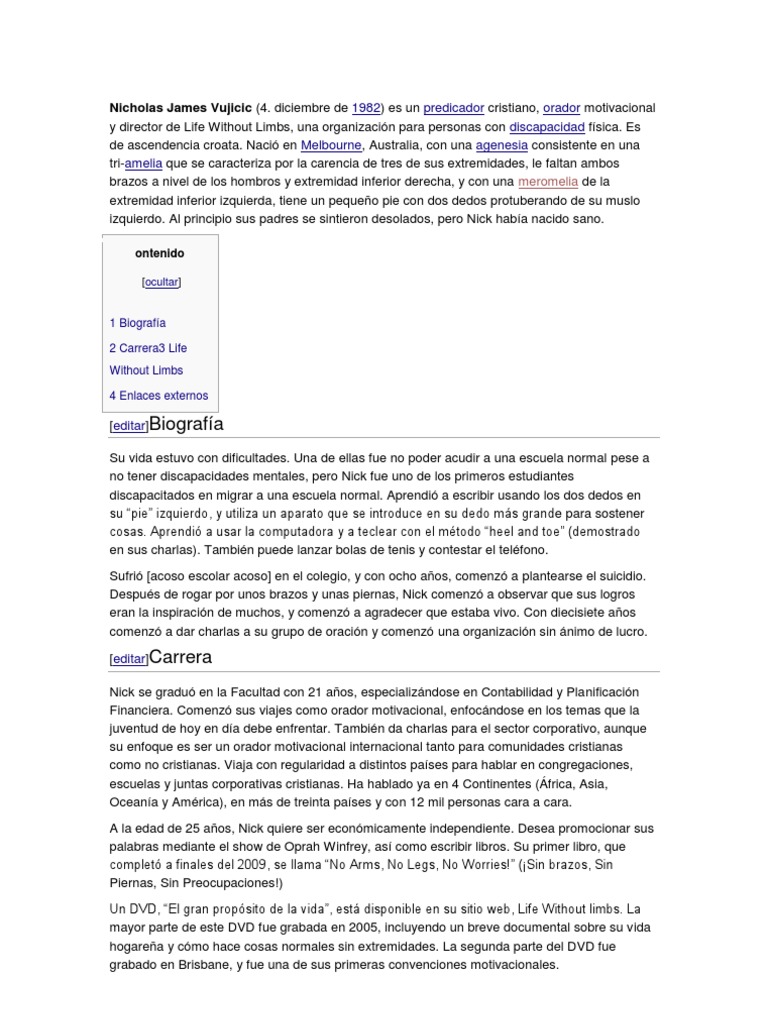 Nicholas James Vujicic | PDF
