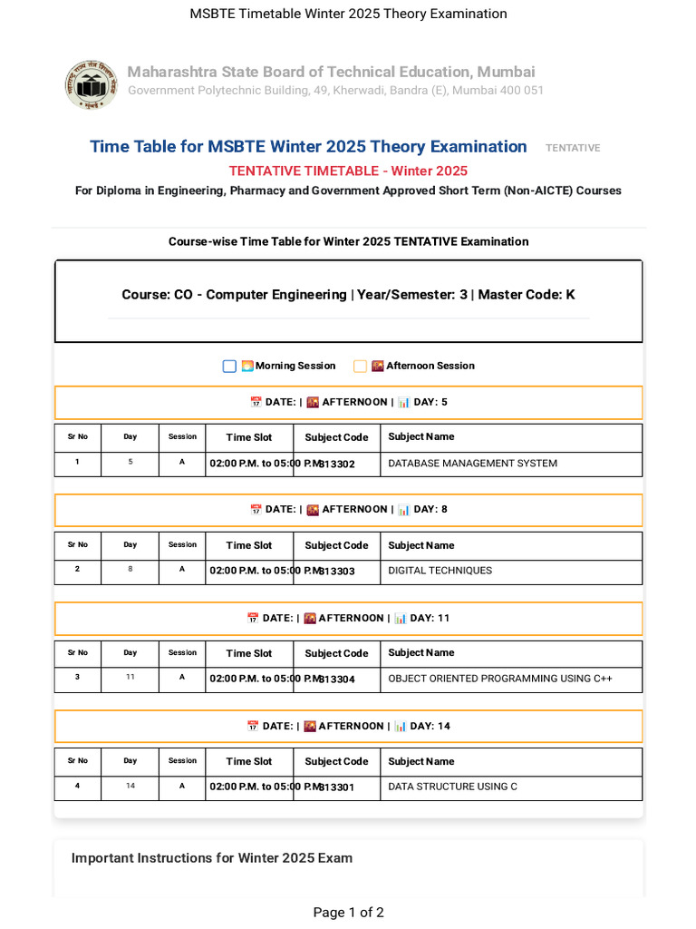 Course Timetable - CO Computer Engineering | PDF | Vocational Education | Career And Technical ...