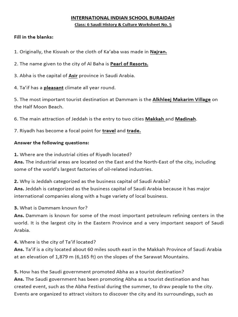 Saudi Arabia History & Culture Worksheet | PDF