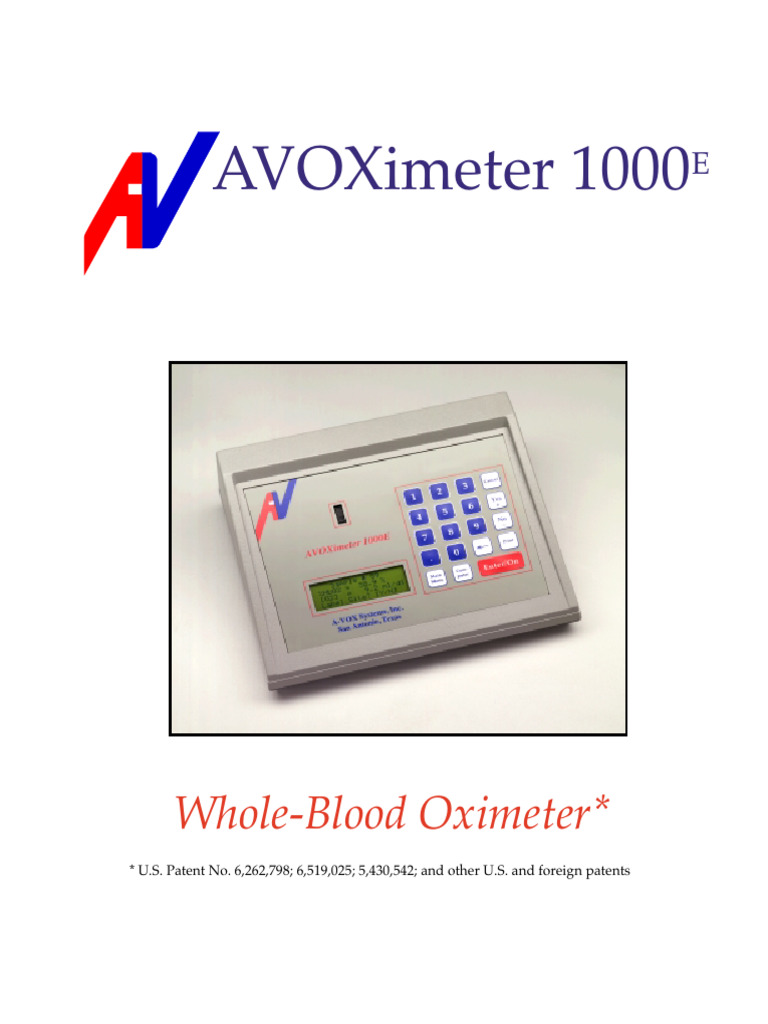 AVOXimeter 1000E Operator Manual | PDF | Hemoglobin