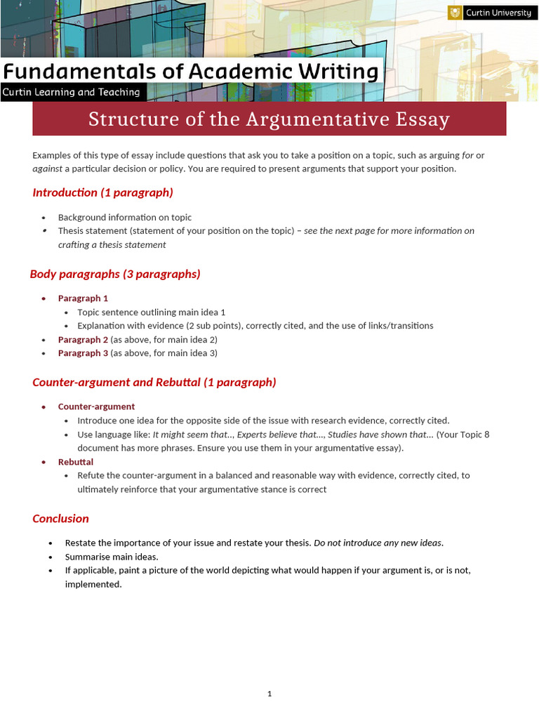 Argumentative Essay Structure Guide | PDF | Essays | Argument