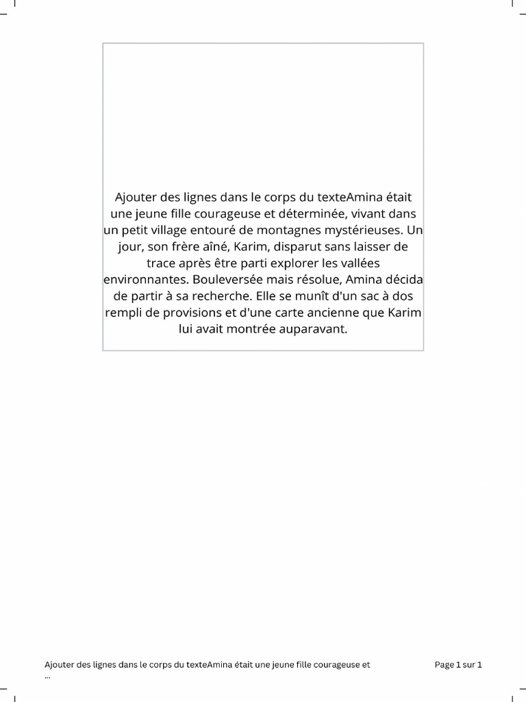 Ajouter Des Lignes Dans Le Corps Du TexteAmina Était Une Jeune Fille ...