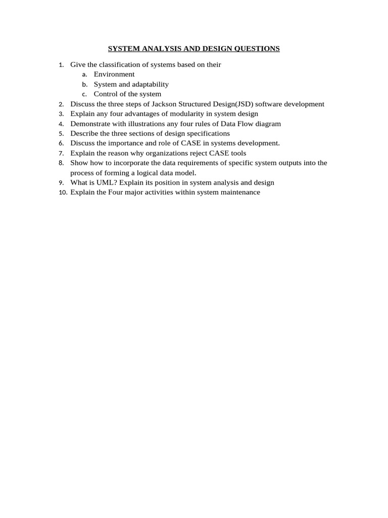 System Analysis and Design Q&A Guide | PDF