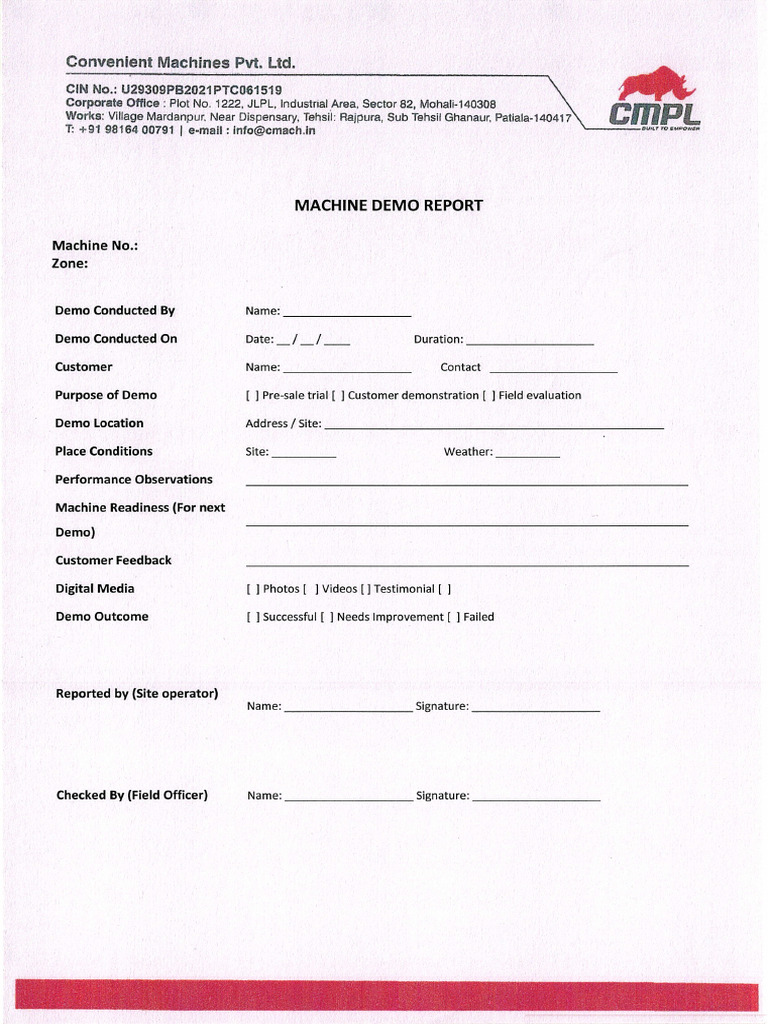 Demo Machine Report | PDF