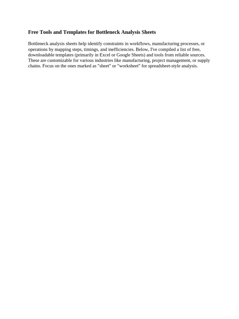 Free Bottleneck Analysis Templates | PDF