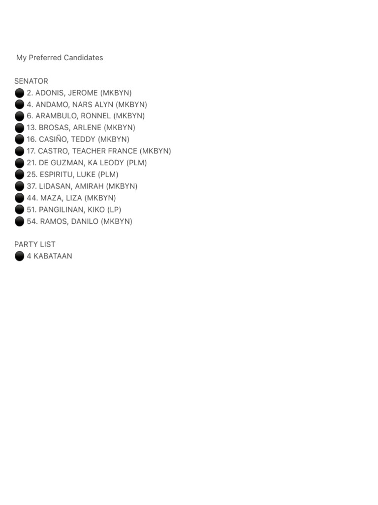My Preferred Candidates | PDF