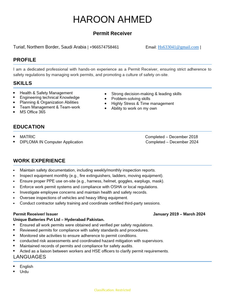 Permit Receiver Profile and Experience | PDF