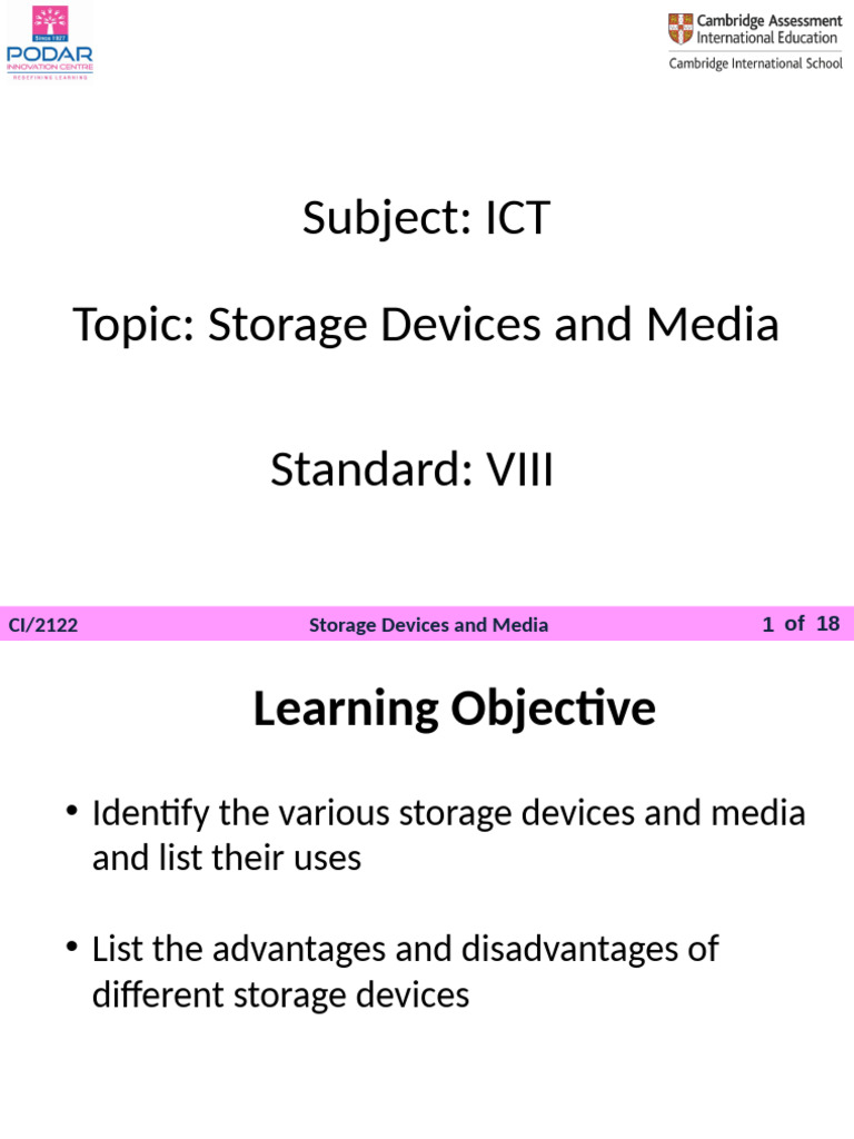 CAIE - VIII - ICT - Ch3 - Storage Devices and Media | PDF | Computer Data Storage | Solid State ...