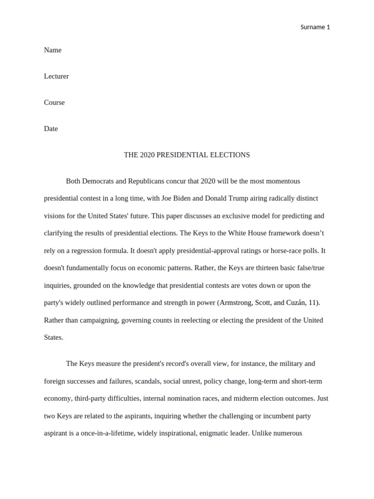 The 2020 Presidential Elections | PDF | Politics Of The United States ...