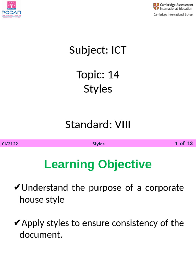 CAIE VIII ICT Ch14 Styles | PDF | Typefaces | Arial