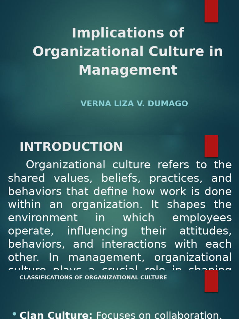 Implications of Organizational Culture in Management | PDF ...