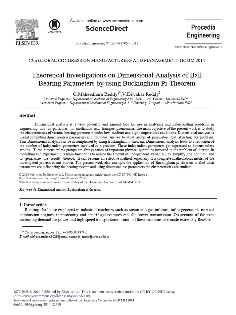 Theoretical Investigation On Dimensional Analysis of Ball Bearing ...