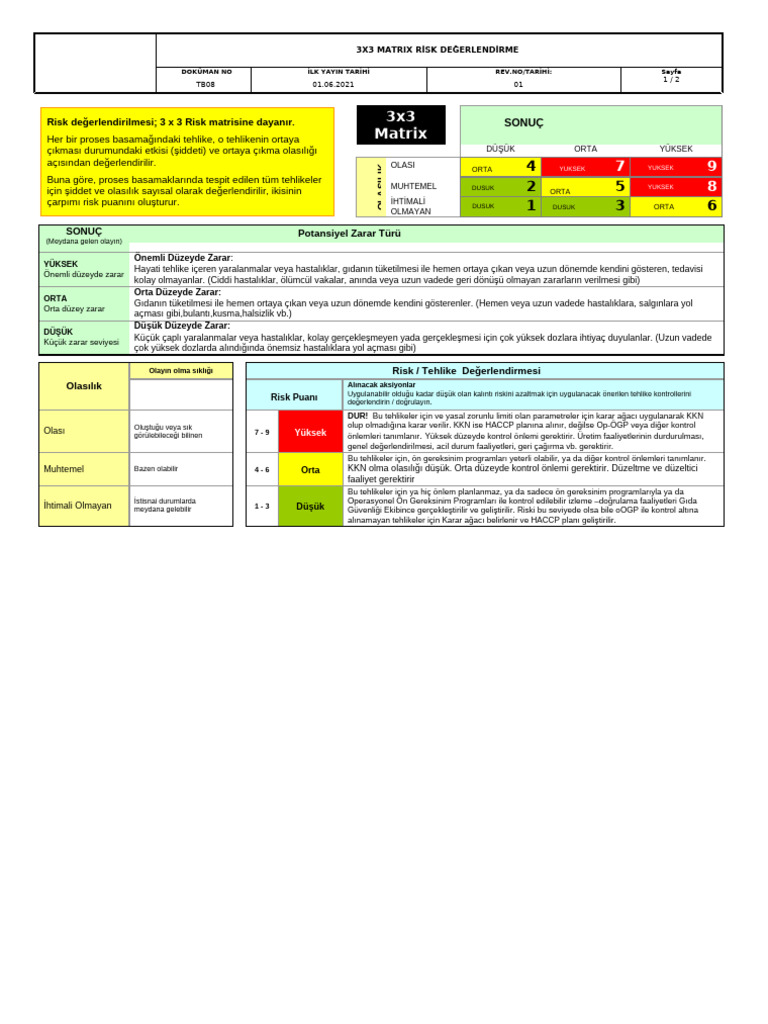 3x3 Matrix Risk Değerlenirme | PDF